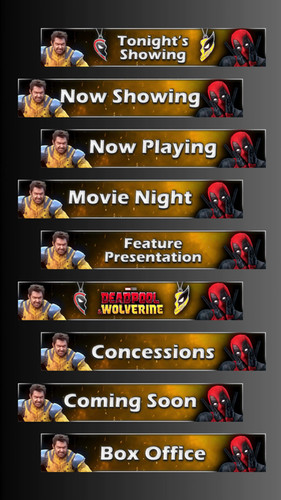Live Deadpool Yellow with Silver Upper Banners | Digital Movie Boards