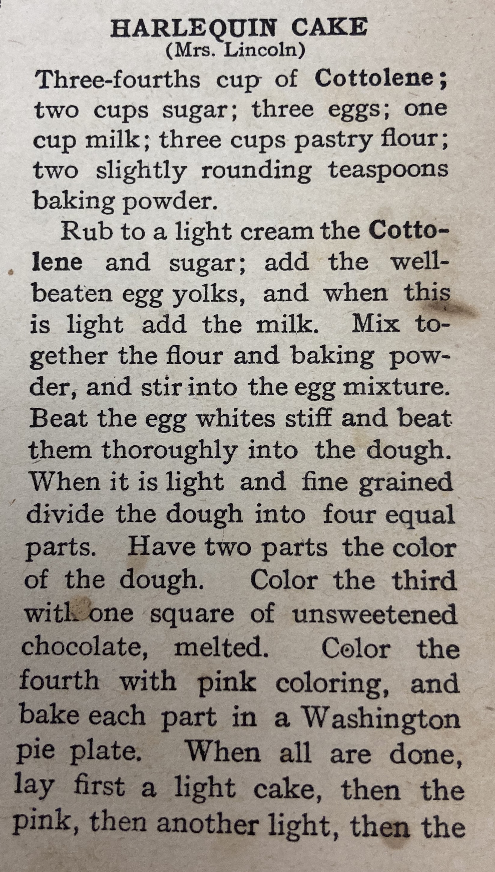 Retro Recipes: Harlequin Cake