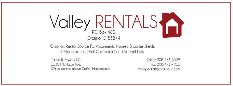 Valley Rentals Orofino - Apartments | Houses | Commercial | Storage Sheds