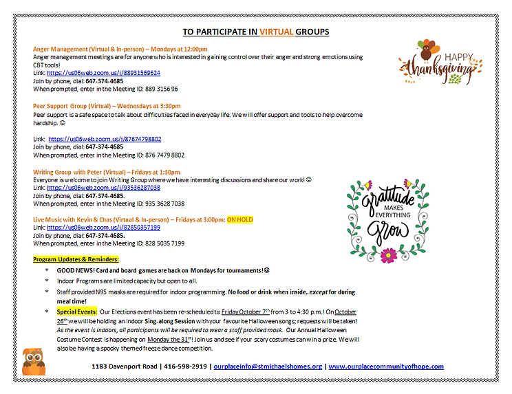 Program Calendar | ourplace