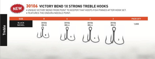 30106 Victory Hook Bend 1X Strong Treble Hooks | Circlebtackle