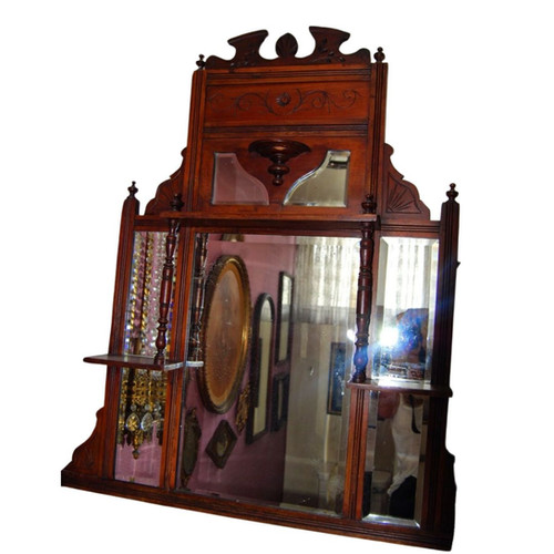 Antique Cherrywood Hall Tree Mirror | MyGo2Girl