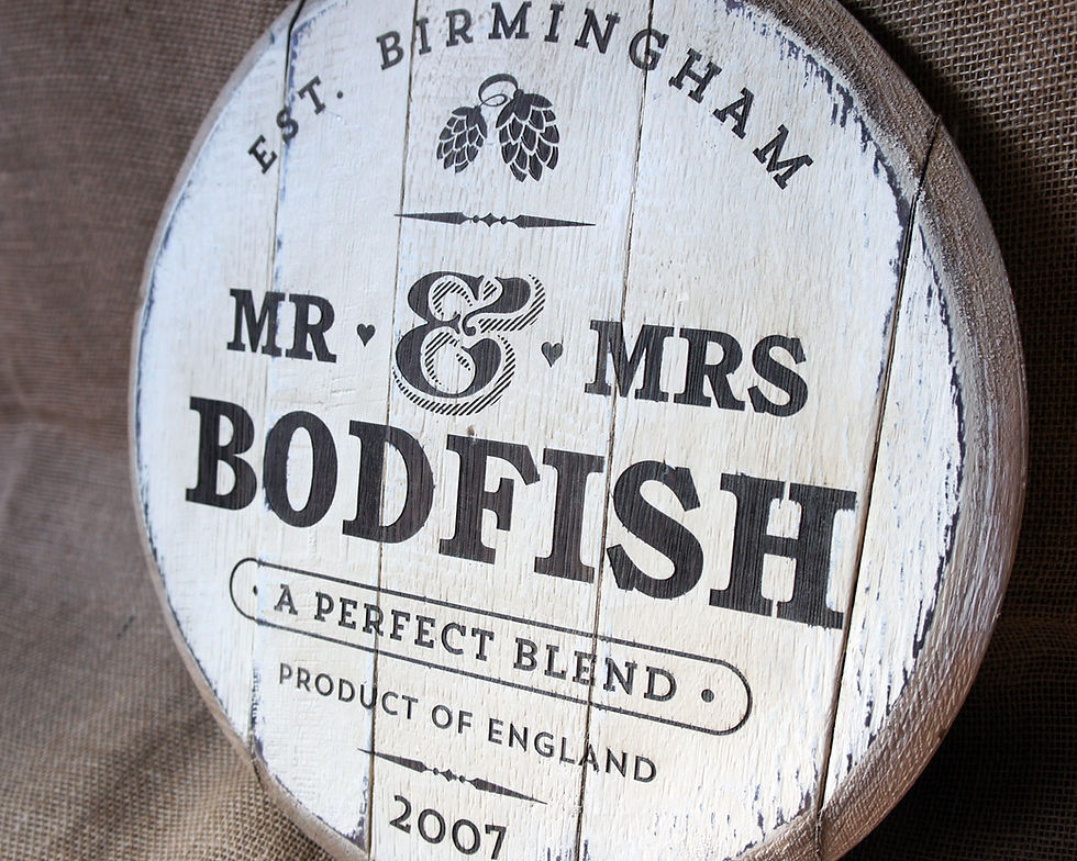 Wooden Printed & Engraved Barrel End Signs