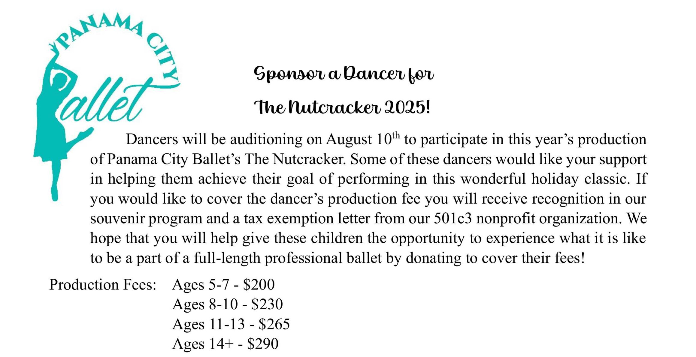 Sponsor a Dancer! | Panama City Ballet