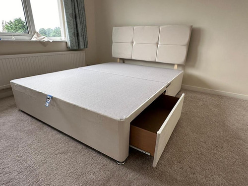 4 FOOT OR DOUBLE - DIVAN BASE WITH 2 DRAWERS AND OLIVE HEADBOARD | B&W BEDS