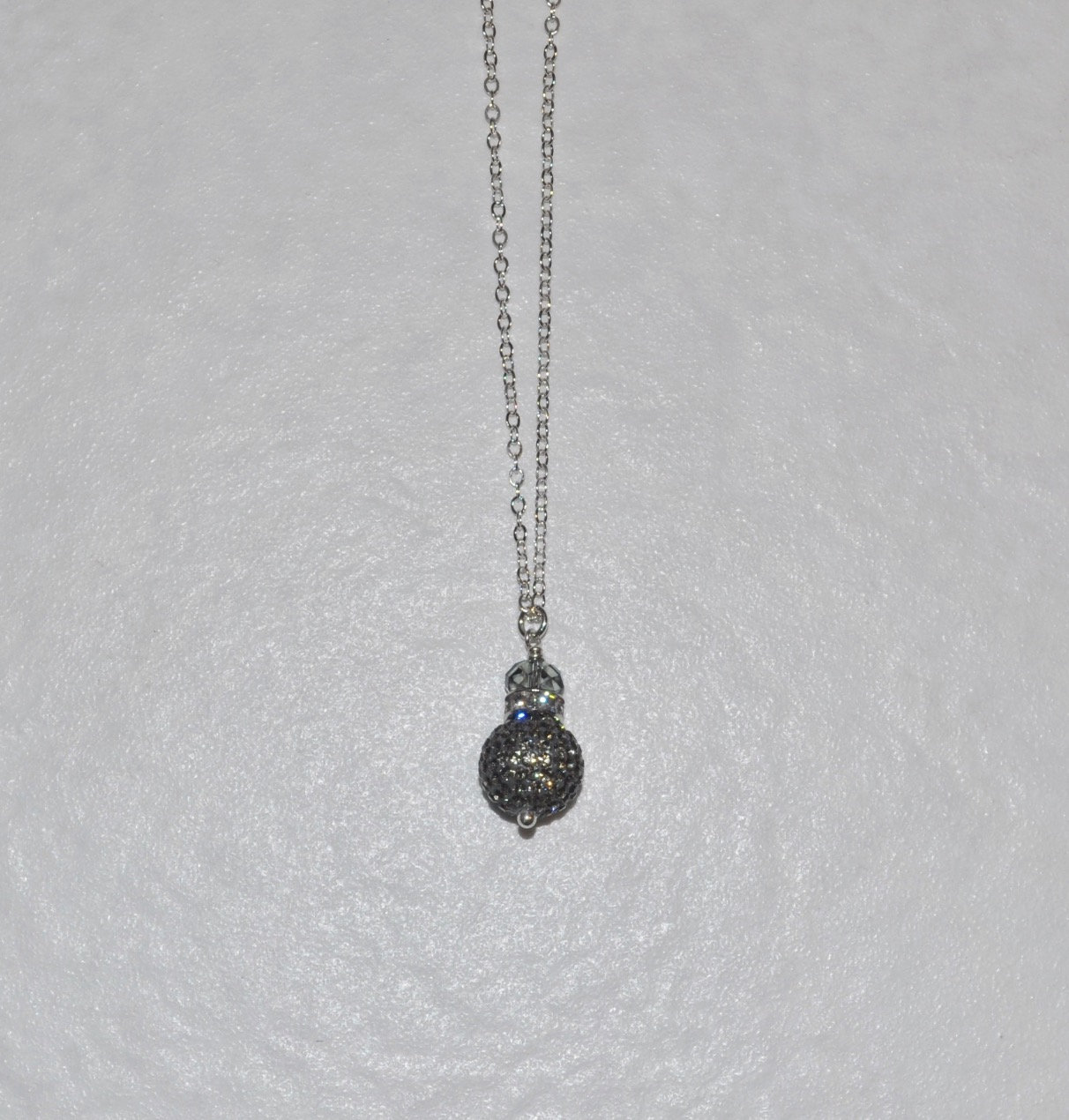 Black Diamond Pave' Ball Necklace NL094-SS | kandbjewelry