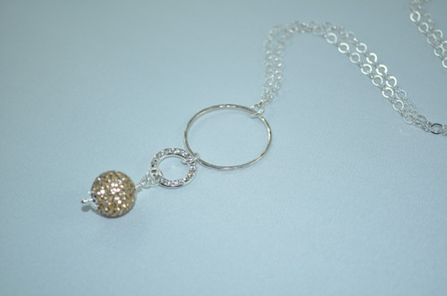 Gold Crystal Pave' Ball & Circle Necklace NL026-SS | kandbjewelry