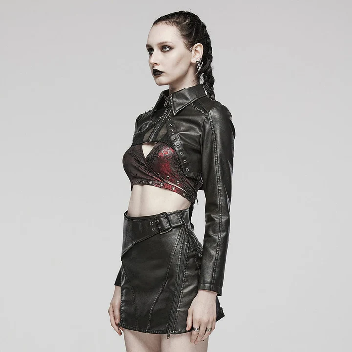 PUNK RAVE-Punk Faux Leather Shrug Jacket | Borderline Plus