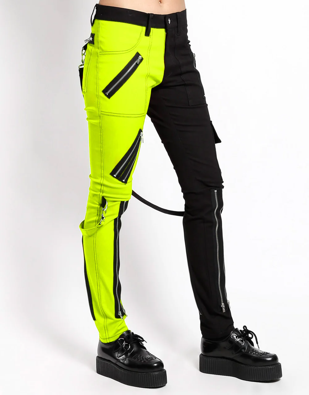 Tripp NYC - Split Leg Bondage Pants Green/Black | Borderline Plus