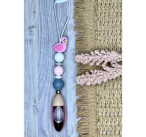 BD03 Pretty Pink Flamingo - Beaded Car Diffuser | Unique Treasures