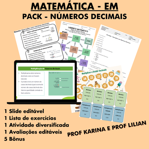 PACK - NÚMEROS DECIMAIS -Matemática E.M | Salva Prof