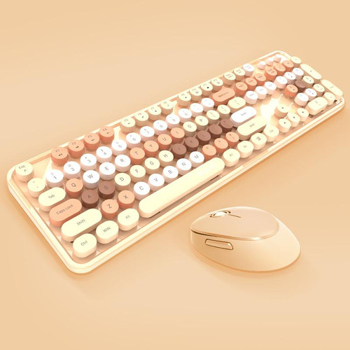 (Wireless USB) Milk Tea multi-colour Round Keycap Keyboard and Mouse ...