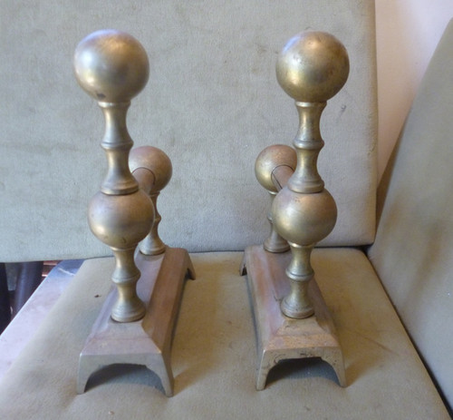 Victorian brass fire dogs | Antique Effects