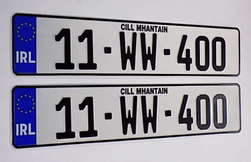 Pair of IRL German Pressed Number Plates with Closed 0 and 9 | nowplates