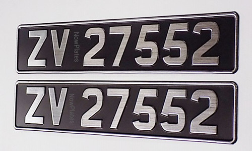 Pair of Vintage Brushed Chrome Pressed Number Plates | nowplates
