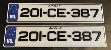 Gel Number Plates 3D Oblong x 2 with 50mm font | nowplates