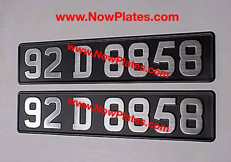 Pair of Vintage Brushed Chrome Pressed Number Plates | nowplates