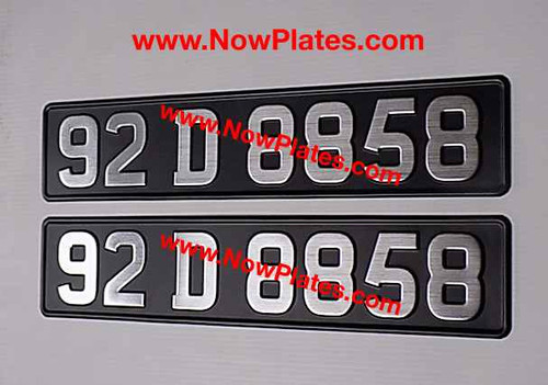 Pair of Vintage Brushed Chrome Pressed Number Plates | nowplates