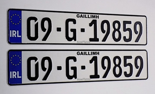 Pair of IRL German Pressed Number Plates with Closed 0 and 9 | nowplates