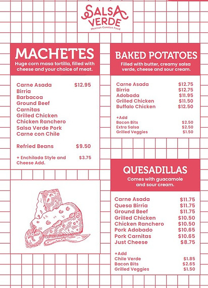 Menus | Salsa Verde