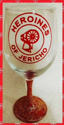 HOJ - Heroines of Jericho logo emblem glassware with glitter enamel ...