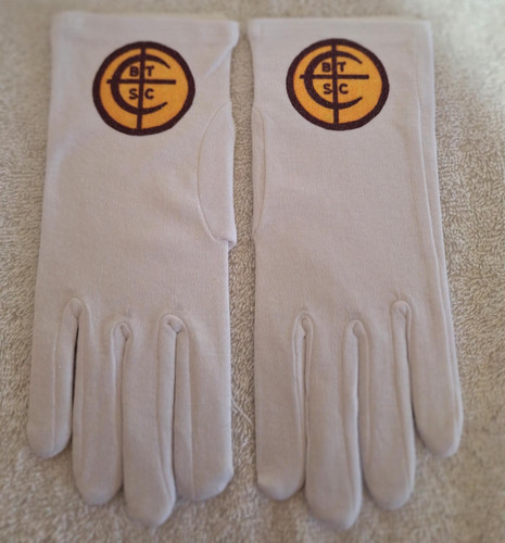 BTSC Crusaders logo emblem white cotton gloves | prise-creations