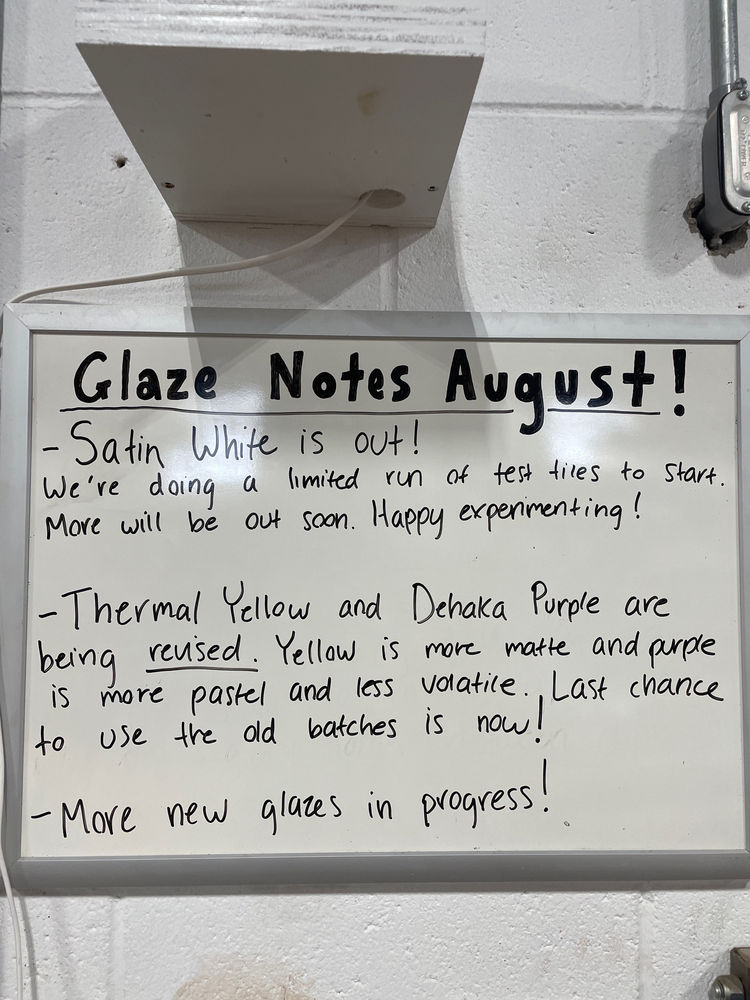 Glaze Notes board update | Indigo Fire Studio