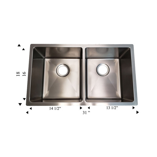 PROHS Stamped Handmade 60/40 Double Bowl Stainless Steel Undermount ...