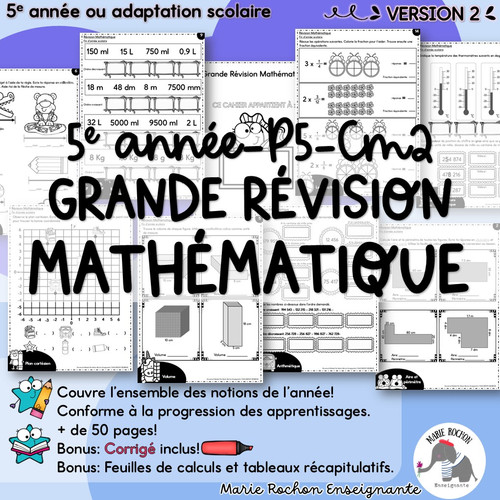 Grande Révision Mathématique – 5e année / CM2 / P5 | Marie Rochon ...