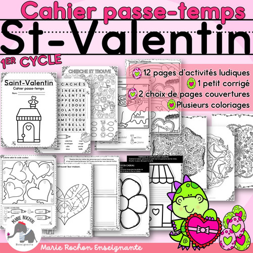 Cahier de Saint-Valentin 1er cycle | Activités imprimables CP/CE1/P1/P2