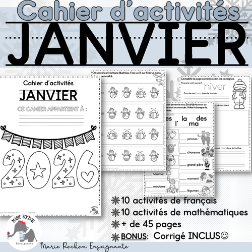 Cahier d’activités JANVIER 2e année – Thème Hiver | Marie Rochon ...