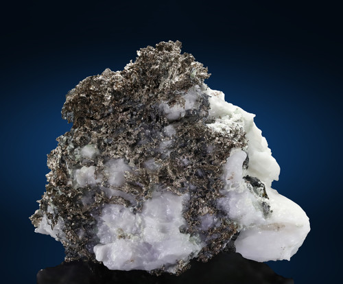 Large Crystalline Native Silver Clusters on White Calcite | StellarRite