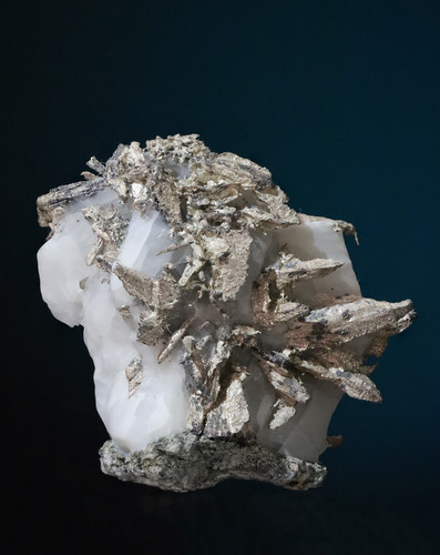 Sharp and Angular Native Silver Crystals on Calcite Matrix | StellarRite