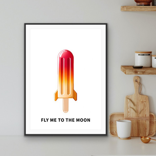 Fly Me To The Moon Rocket Ice Lolly Art Print |The Printed Word Store