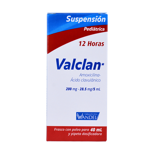 VALCLAN PEDIATRICO AMOXICILINA/ACIDO CLAVULANICO 220MG/58.5MG/5ML 40ML ...