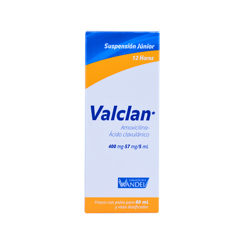 VALCLAN JUNIOR AMOXICILINA/ACIDO CLAVULANICO 400MG/57MG/5ML 60ML SUSP ...