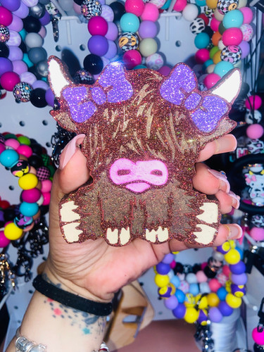 PURPLE BOW HIGHLAND COW | Infinity Designz Co.
