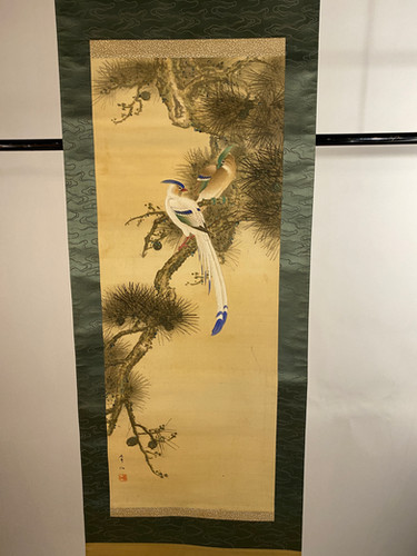 Scroll, Birds in Pine Tree [A-S 1027] | Kyoto Art & Antiques