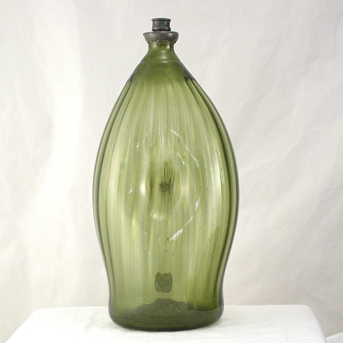 German Ribbed Pinch Flask Circa 1700 Olive Green | My Site 1