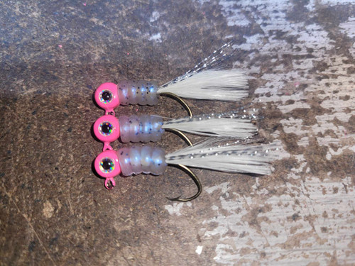 Classic Jelly White Tail Silver Flash 3 pk | Elite Crappie Jigs