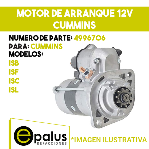 MOTOR DE ARRANQUE 12V CUMMINS - PARTE: 4996706 | Epalus