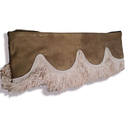 Brown + Cream Alcantara Windscreen Double Lined Universal Truck Pelmet ...