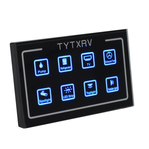 12 VDC 8-WAY TOUCH SCREEN RV CONTROL SYSTEM WITH BLUE LIGHTING | Royal ...