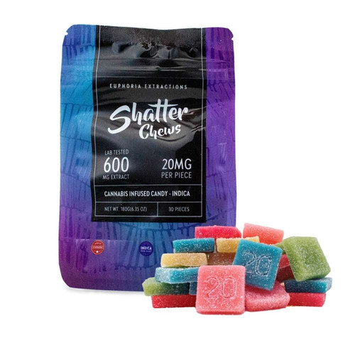600mg THC Indica Shatter Chews Party Pack - Euphoria Extractions ...