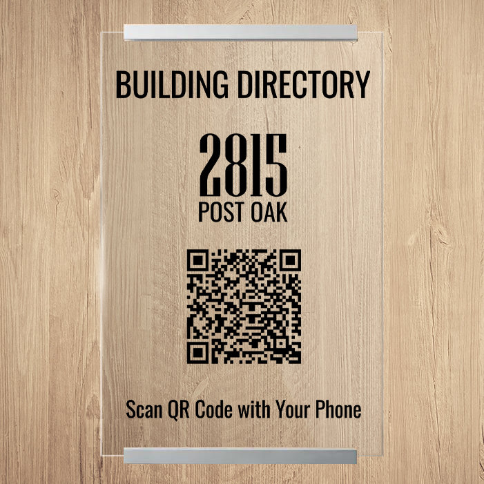 QR Code Virtual Building Directory Clear Acrylic Signs