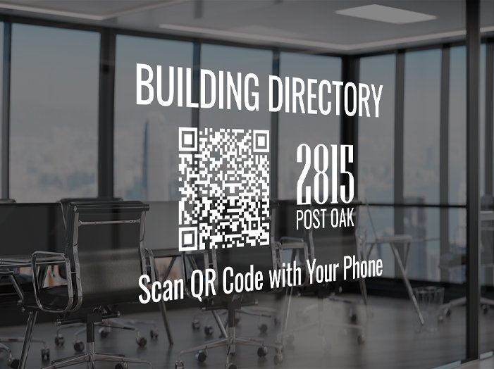 QR Code Virtual Building Directory Clear Window Decals