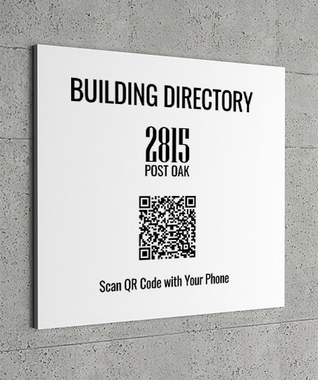 QR Code Virtual Building Directory White Aluminum Signs
