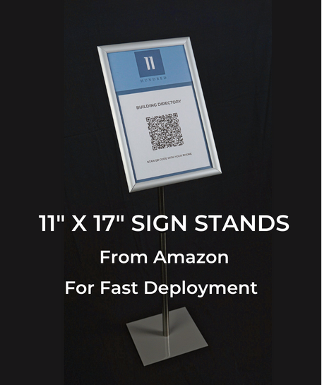 11" by 17" Sign Stands for QR Code Virtual Building Directory