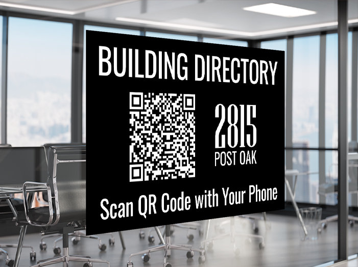 QR Code Virtual Building Directory Opaque Window Decals