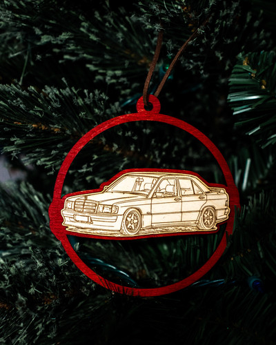 Mercedes 190E Wooden Ornament | Rodak Garage
